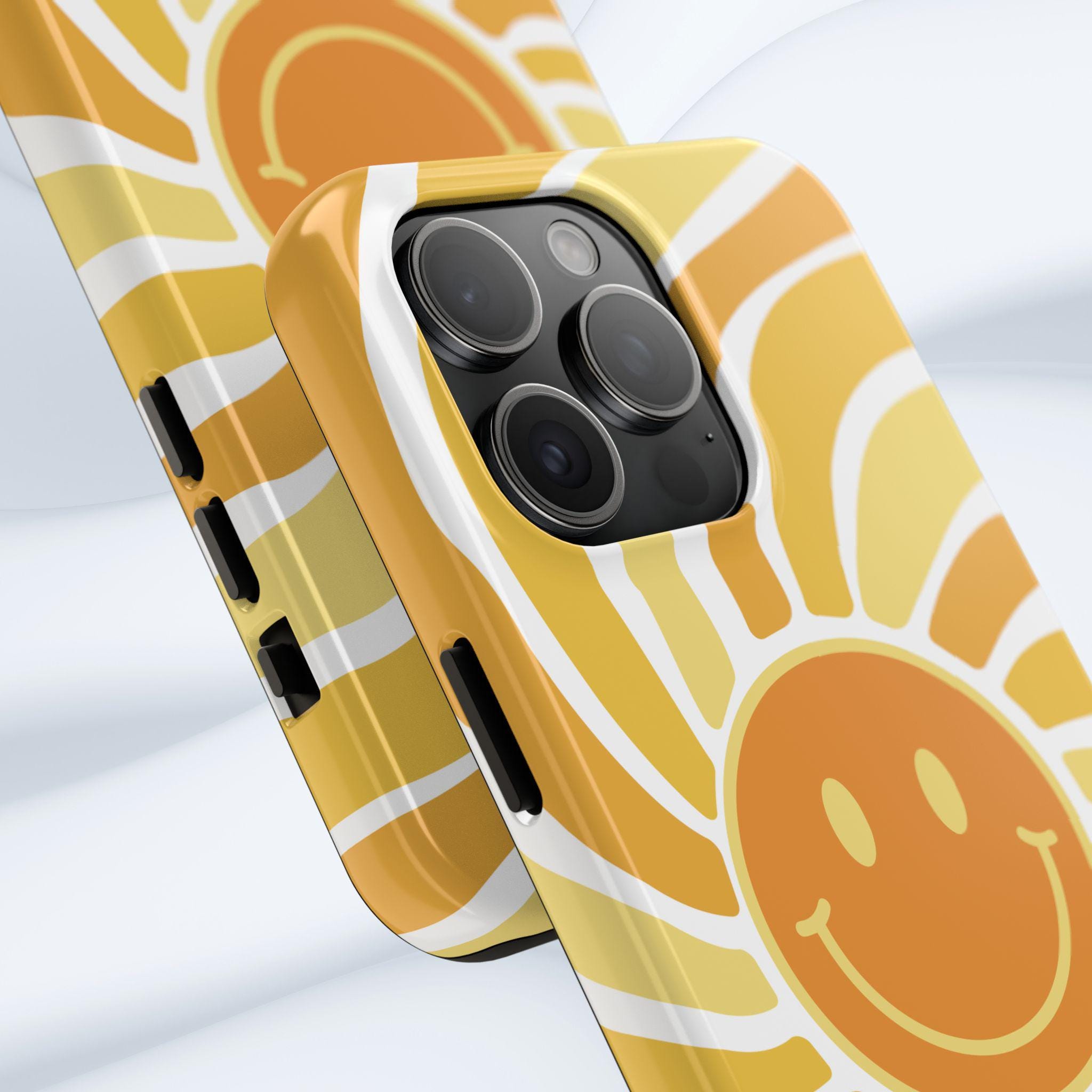 Abstract Wavy Sunshine Smiley Tough Phone Case, iPhone 15, 14, 13, 12 ...