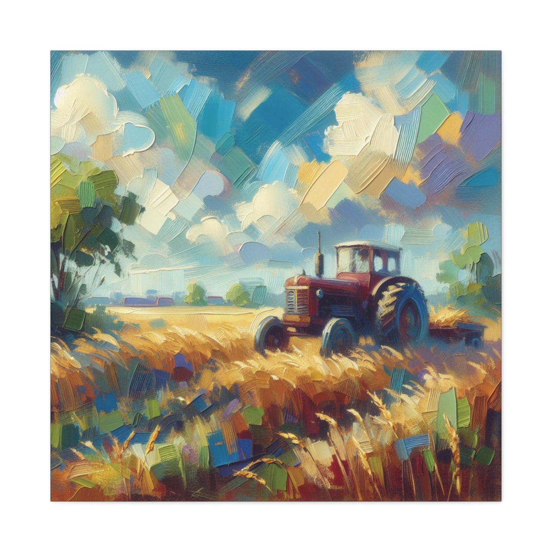 Harvest Time Tractor Canvas Gallery Wraps, Tractor Painting, Tractor ...