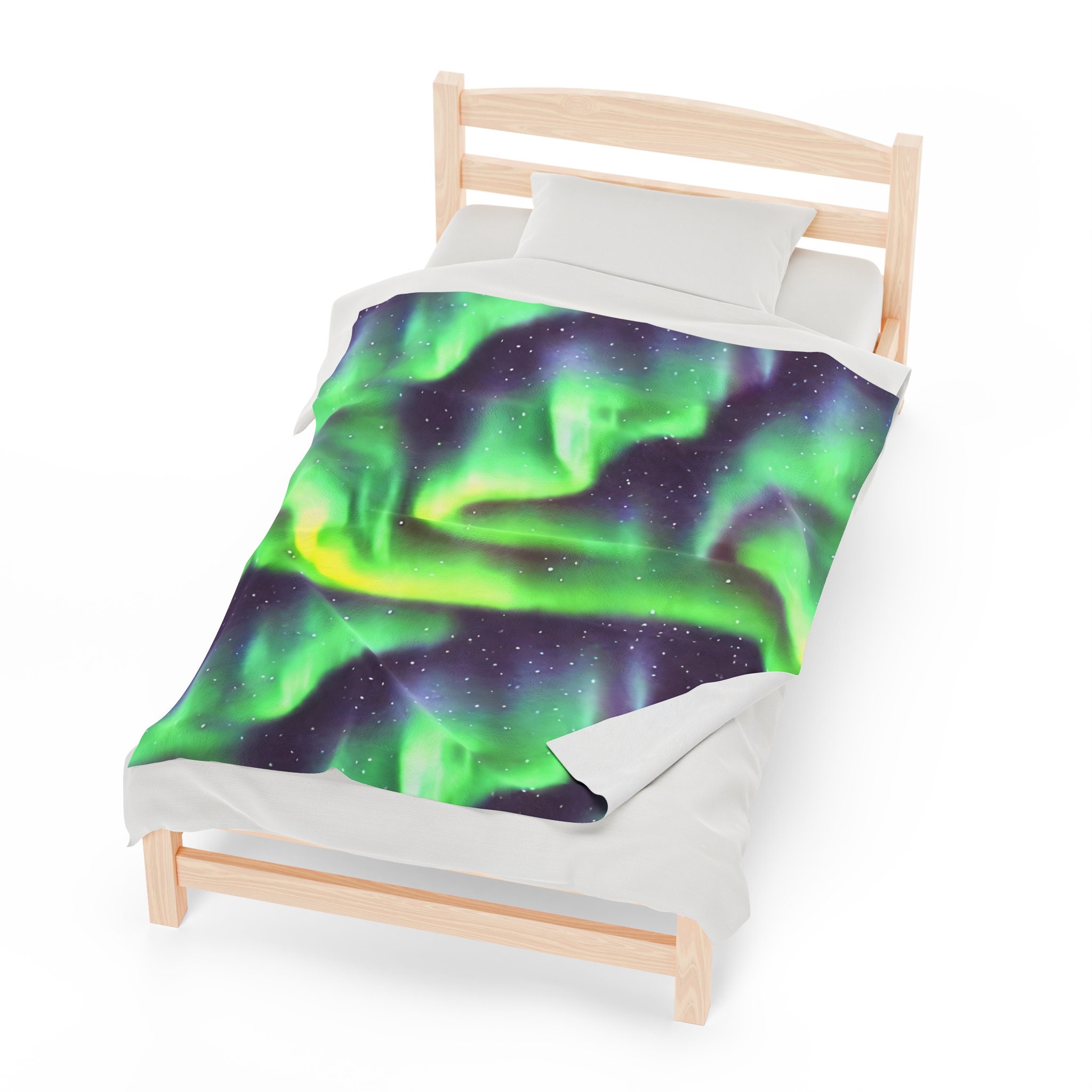 Northern Lights Aurora Borealis Velveteen Blanket, Night Sky, Starry ...