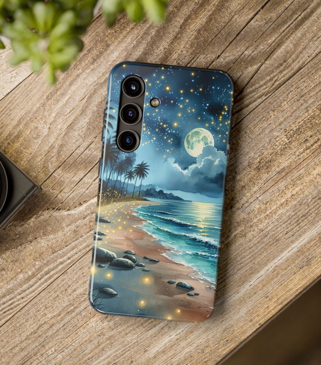 Rocky Beach Moon Fireflies Case for iPhone 15 14 13 12 Pro Max Mini SE ...