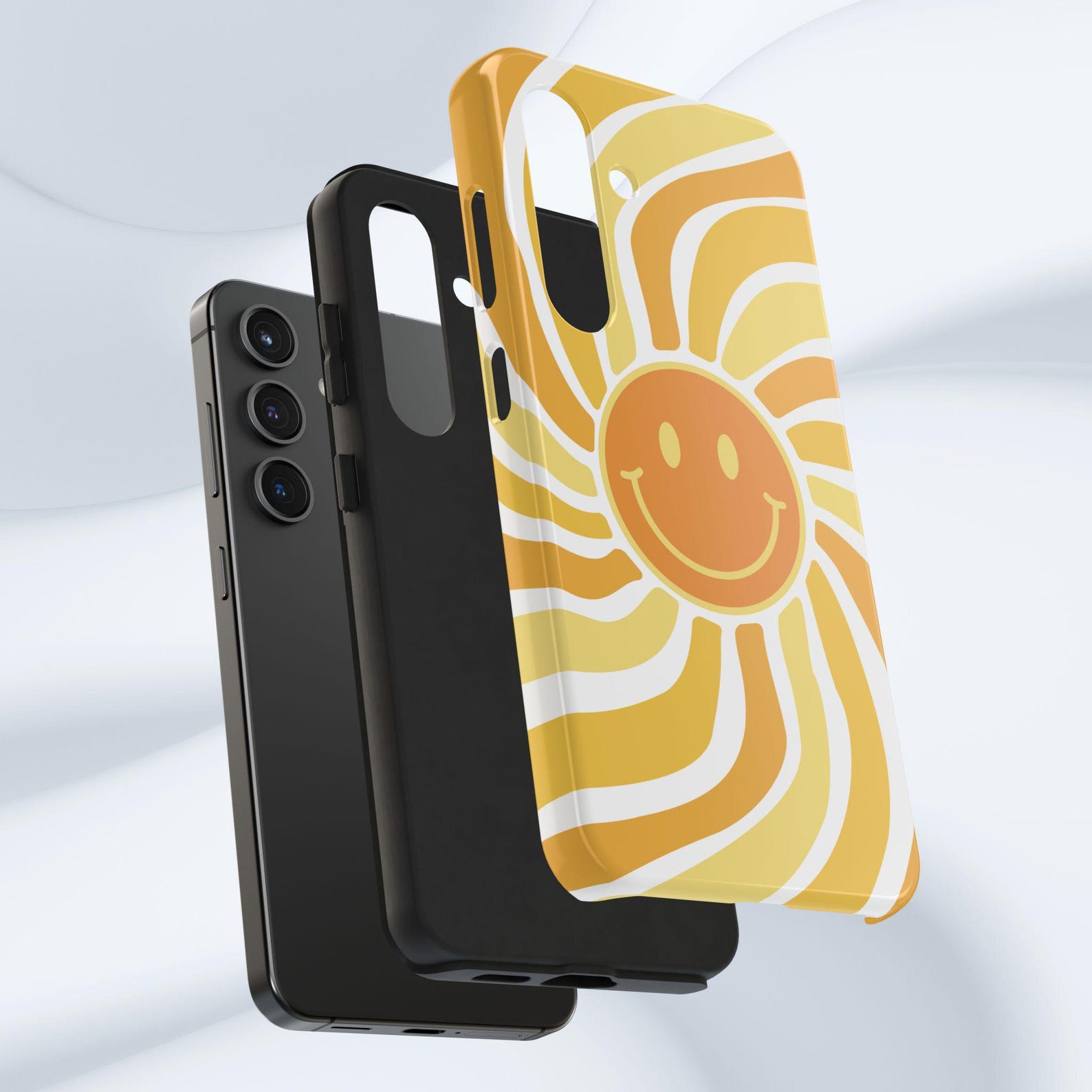 Abstract Wavy Sunshine Smiley Tough Phone Case, iPhone 15, 14, 13, 12 ...