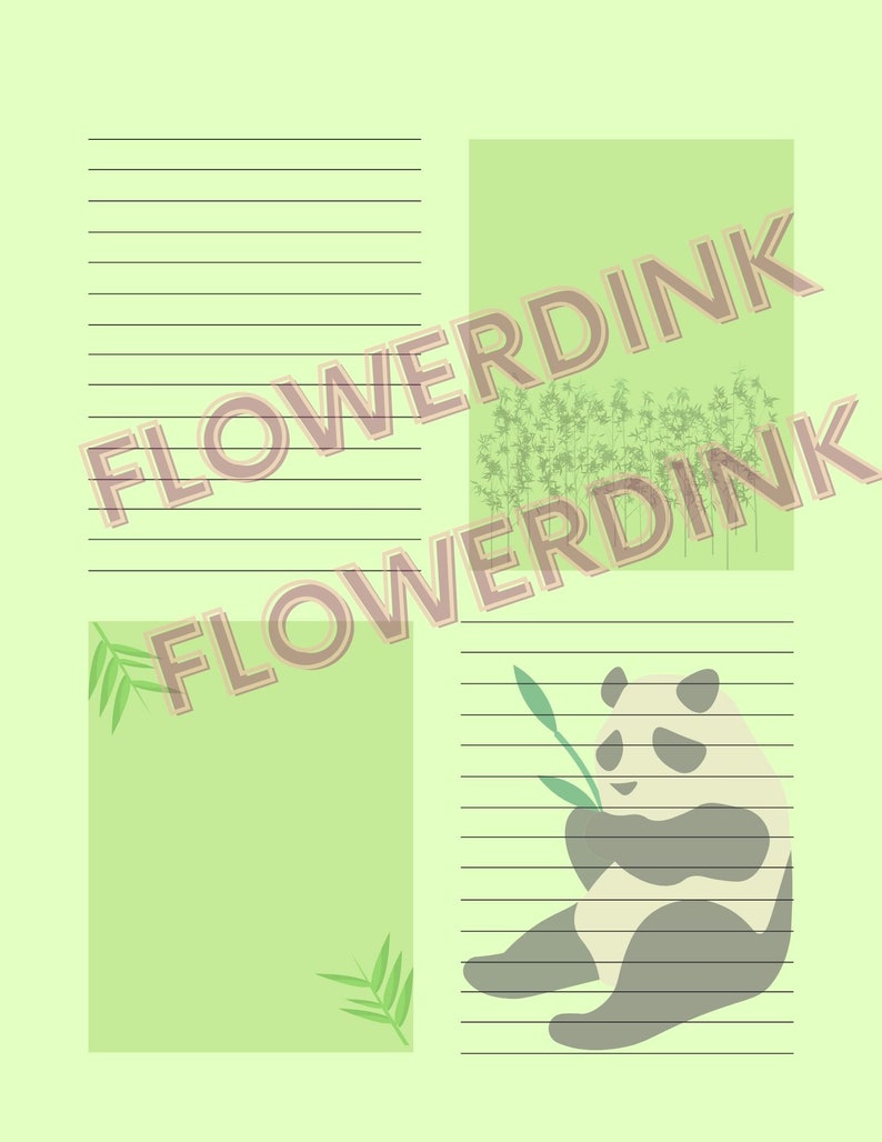 Letter Writting Paper Panda Printable Papel Descargable JW - Etsy