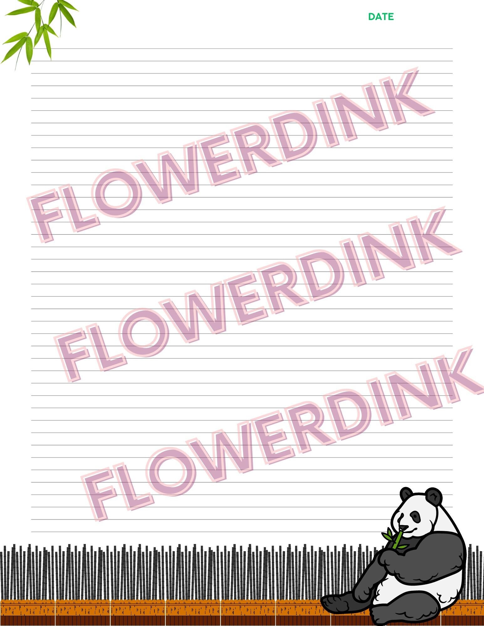 Letter Writting Paper Panda Printable Papel Descargable JW - Etsy