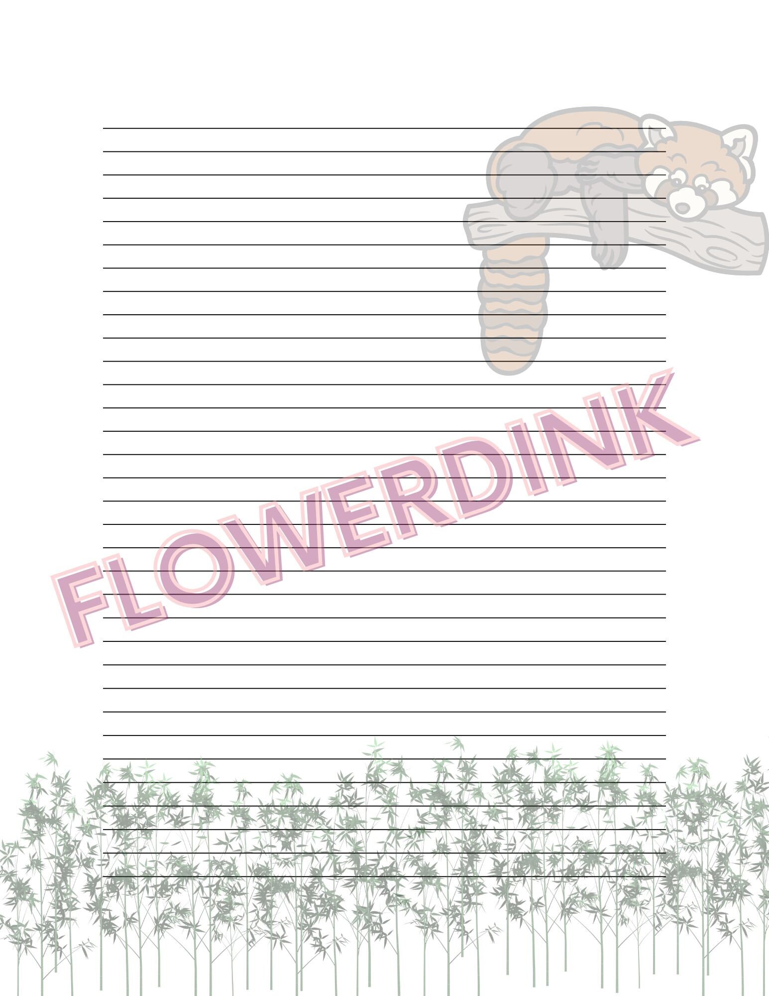 Letter Writting Paper Panda Printable Papel Descargable JW - Etsy