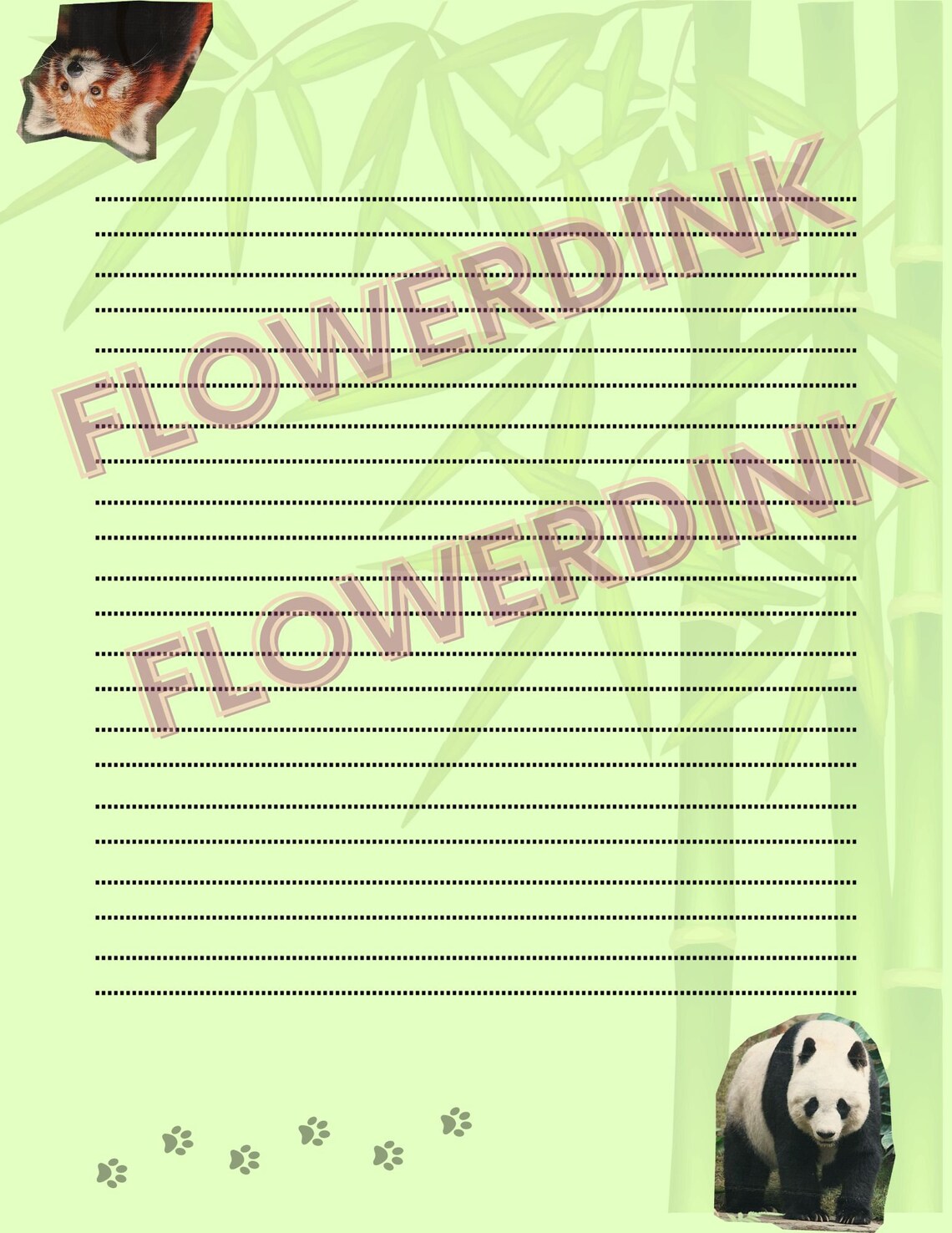 Letter Writting Paper Panda Printable Papel Descargable JW - Etsy