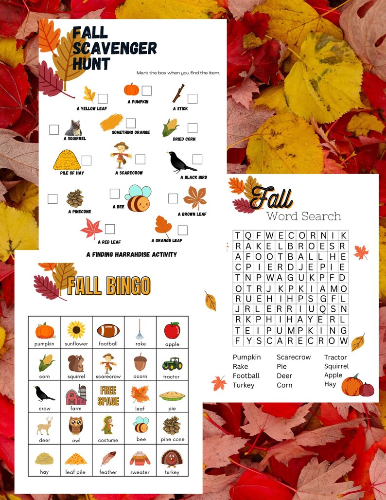 Fall Activity Printable Worksheet Set Printable Children - Etsy