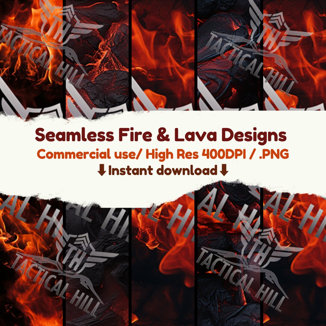 Seamless Fire & Lava Designs, Inferno Pattern, Commercial Use/ High Res ...