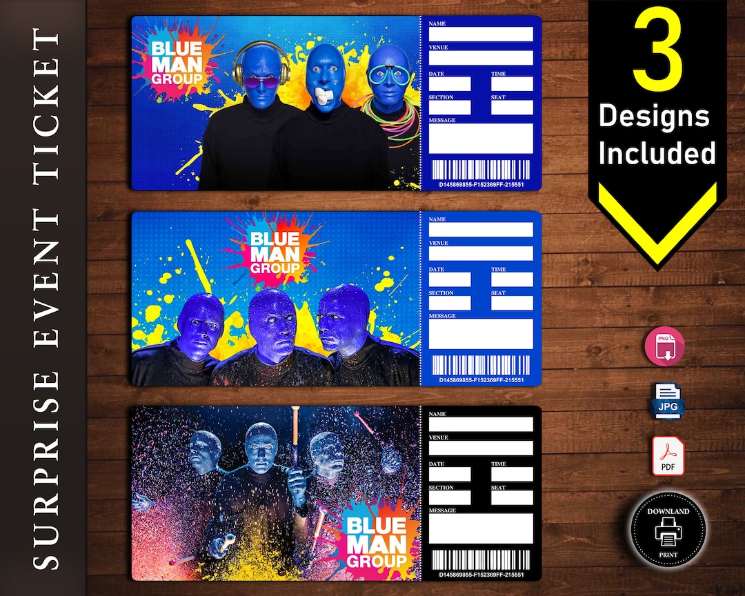 Blue Man Group Surprise Ticket, Blue Man Group Concert Ticket, Broadway ...