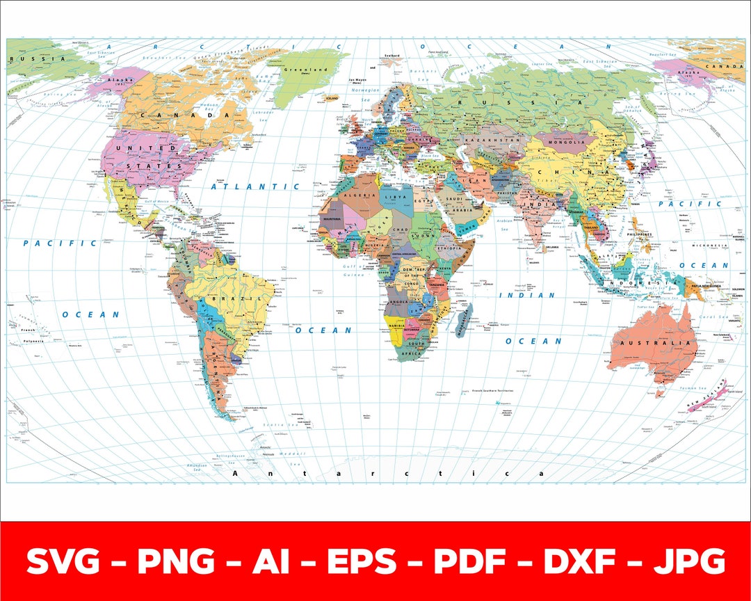 Mapa del mundo Svg Mapa del mundo Png 300 DPI Mapa del mundo - Etsy México