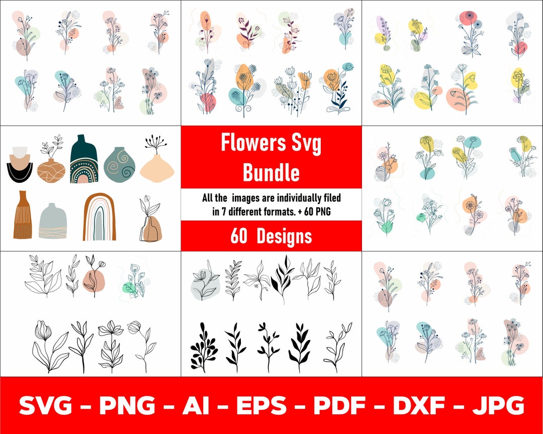 Boho Botanical Art Svg,minimalist Flowers Svg, , Botanical House Plants ...