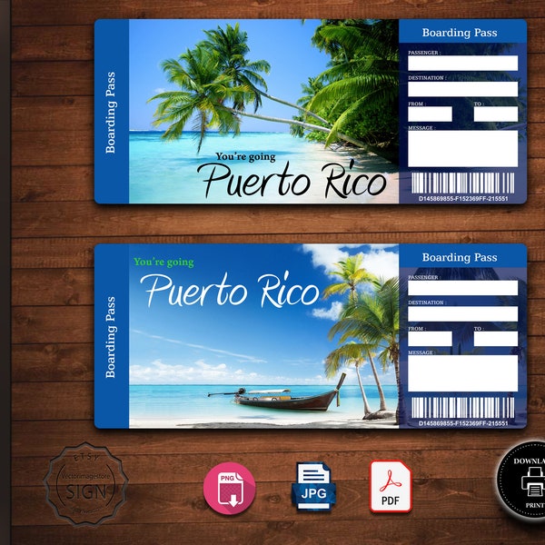 Puerto Rico Boarding Pass Voucher - Etsy