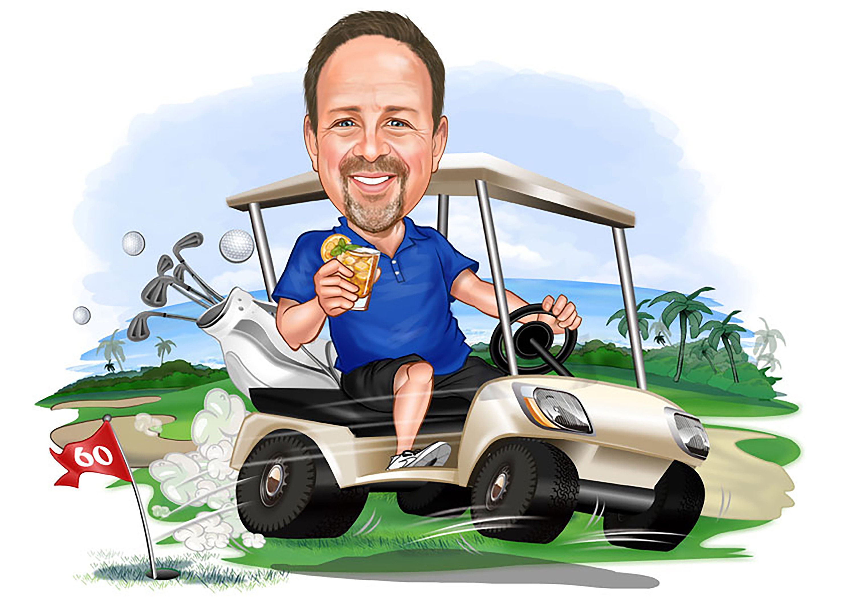 Golfer Caricature Custom Caricature Digital Caricature - Etsy