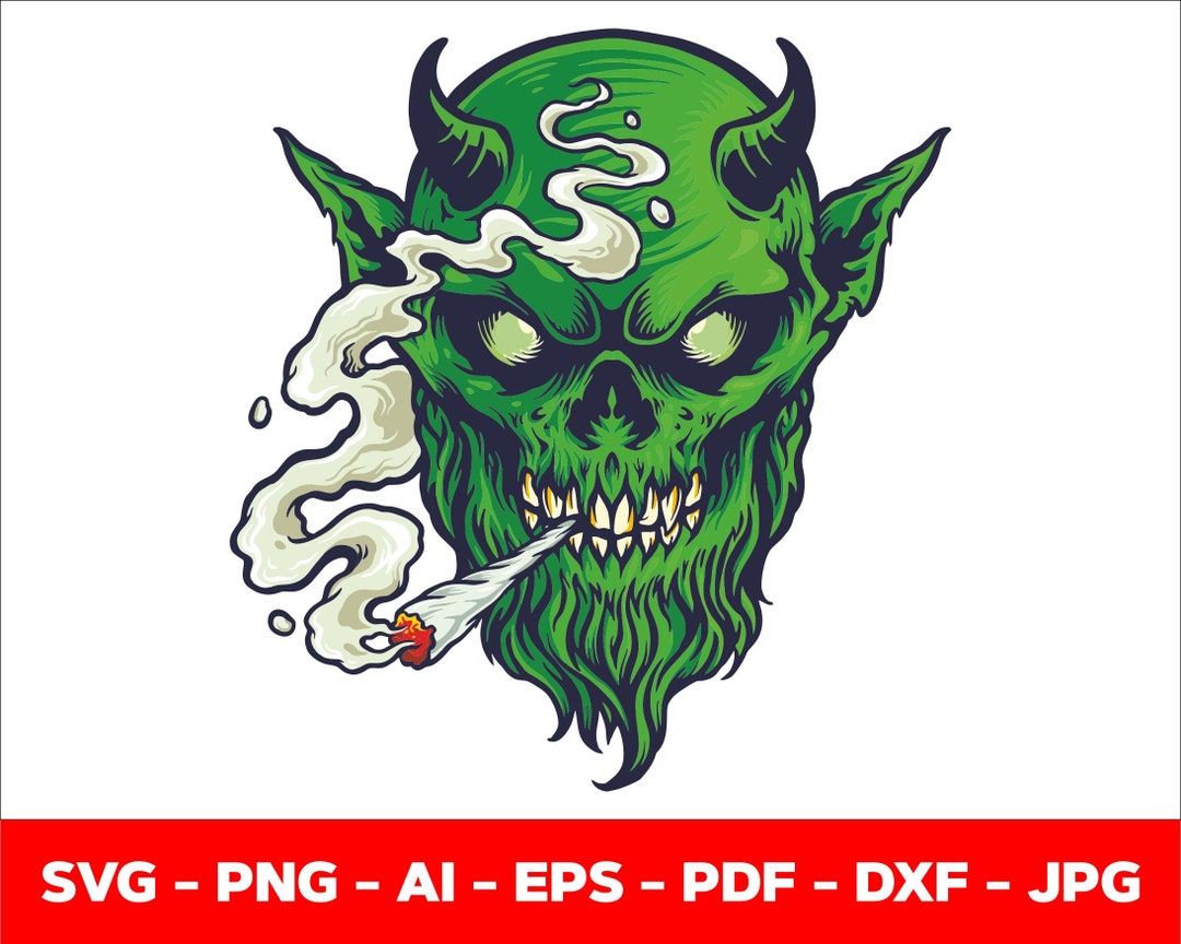 Devil Marijuana Smoke Weed Svg-stoner Svg-grassy Svg-cannabis - Etsy