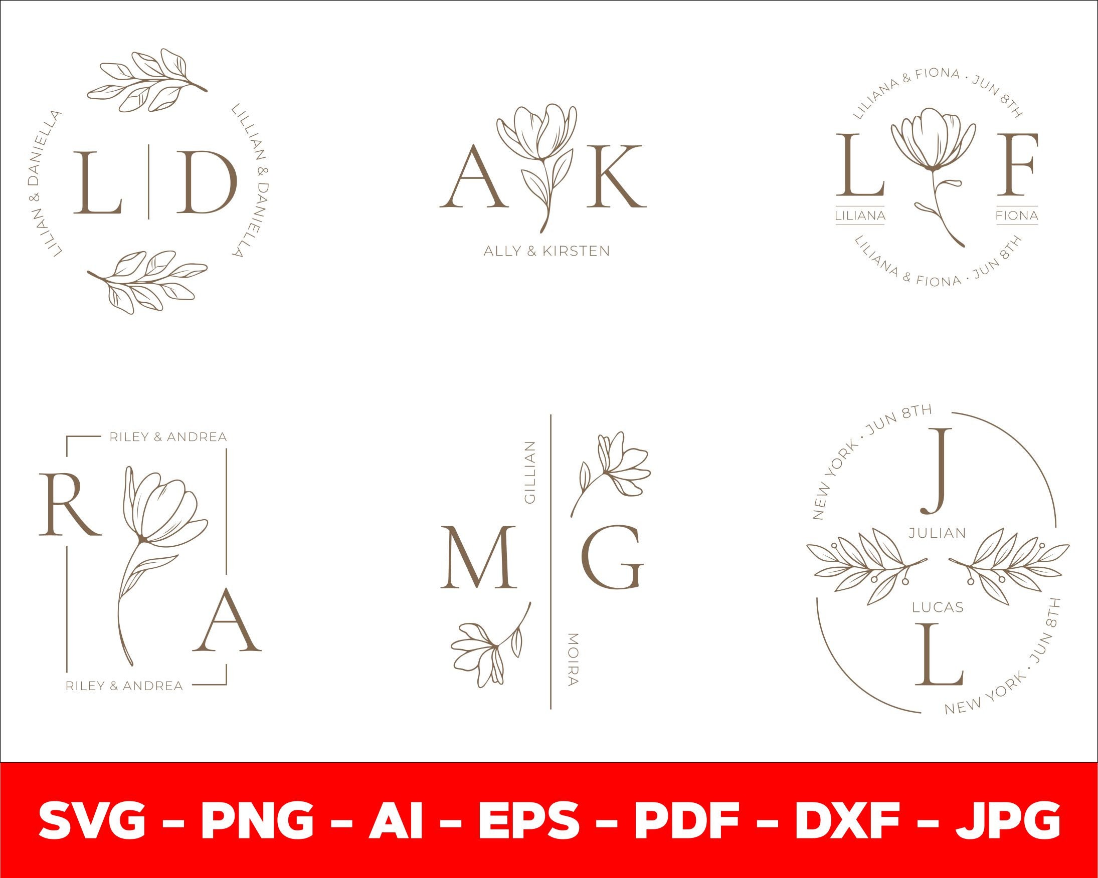 Wedding Svg Bundle Wedding Monogram Svg Bride and Groom Svg - Etsy