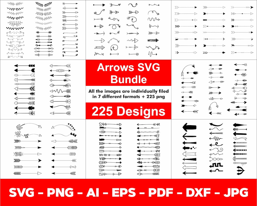Arrows SVG Bundle, Archery Arrows SVG Bundle, Arrow SVG, Bow Svg, Hand ...