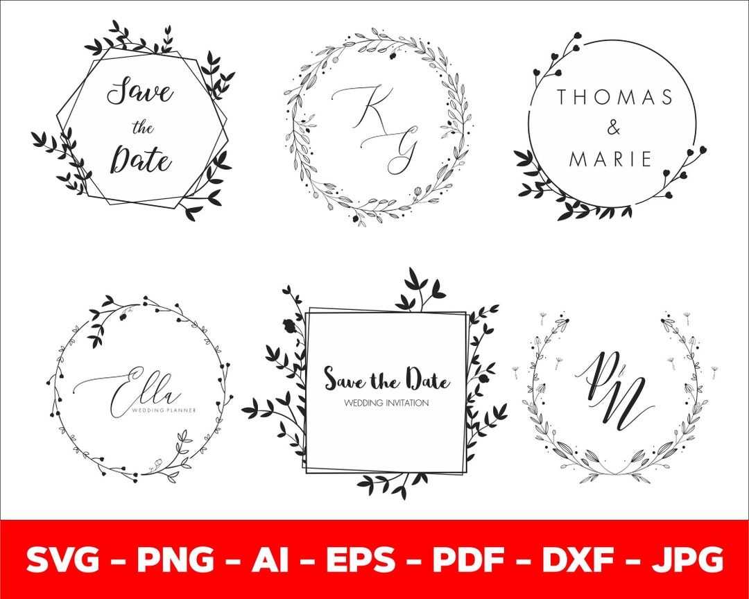Wedding Svg Bundle, Wedding Monogram Svg, Bride and Groom Svg, Save the ...