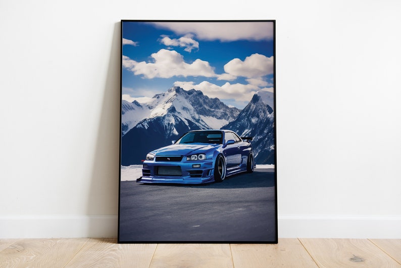 Nissan Skyline R34 Mountains Poster - Matte Paper, Gift, Minimal ...