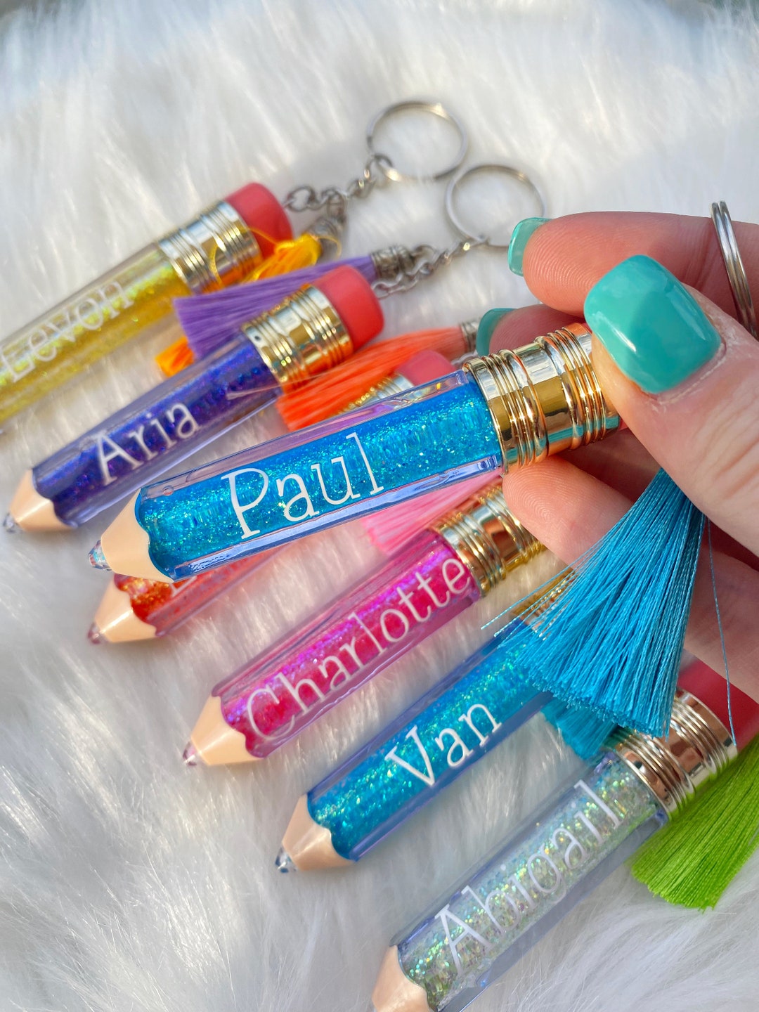 Glitter Pencil Keychain W/ Name - Etsy