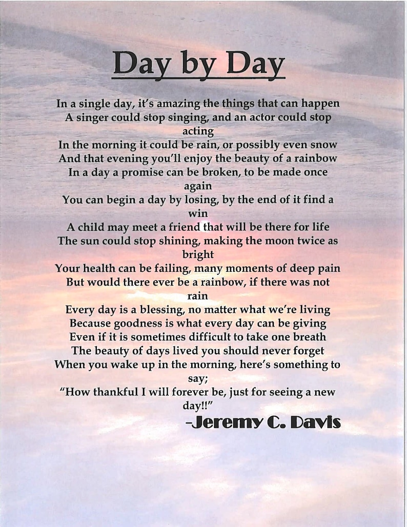 Day by Day (poetry, Art) - Etsy