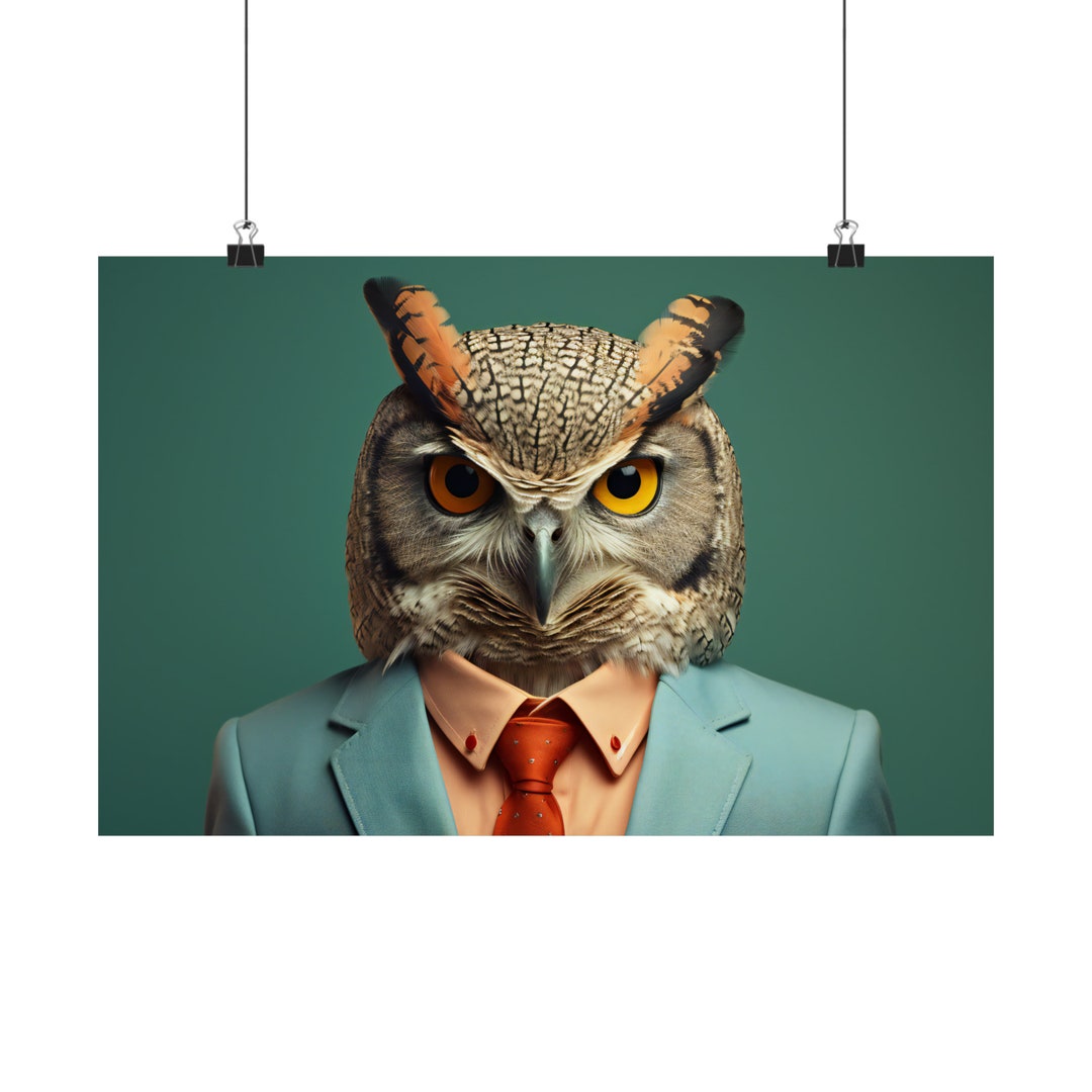 Dapper Owl Dreams Matte Poster - Etsy