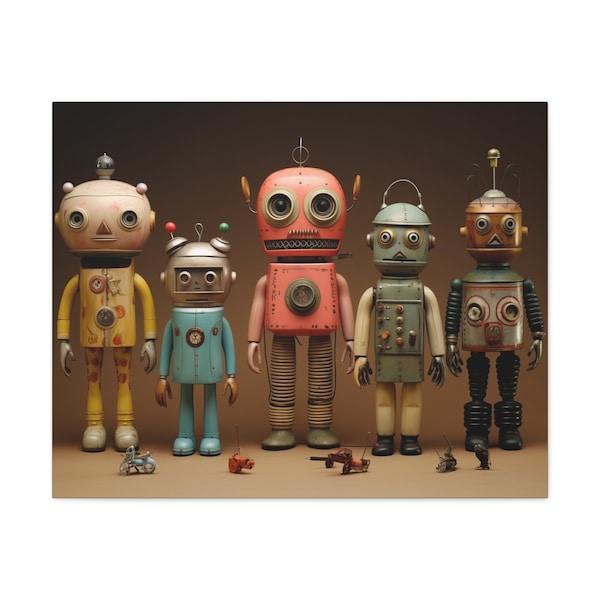 Retro Robot Art - Etsy