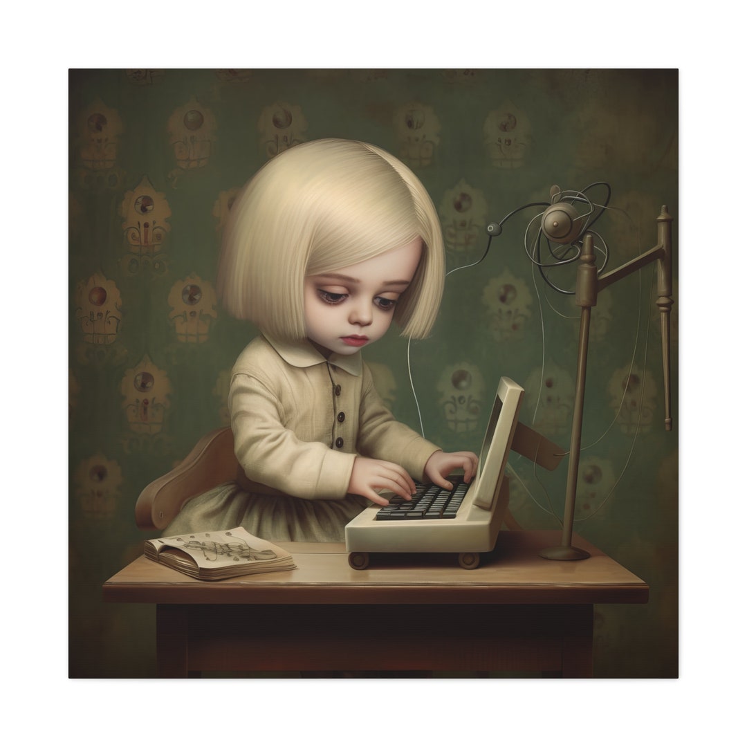 Cyber Innocence: A Gothic Realism Canvas Wall Art Print - Etsy