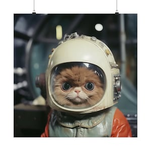 Retro Cat Astronaut on Spaceship: 1970s Inspired, Cinematic Sets ...