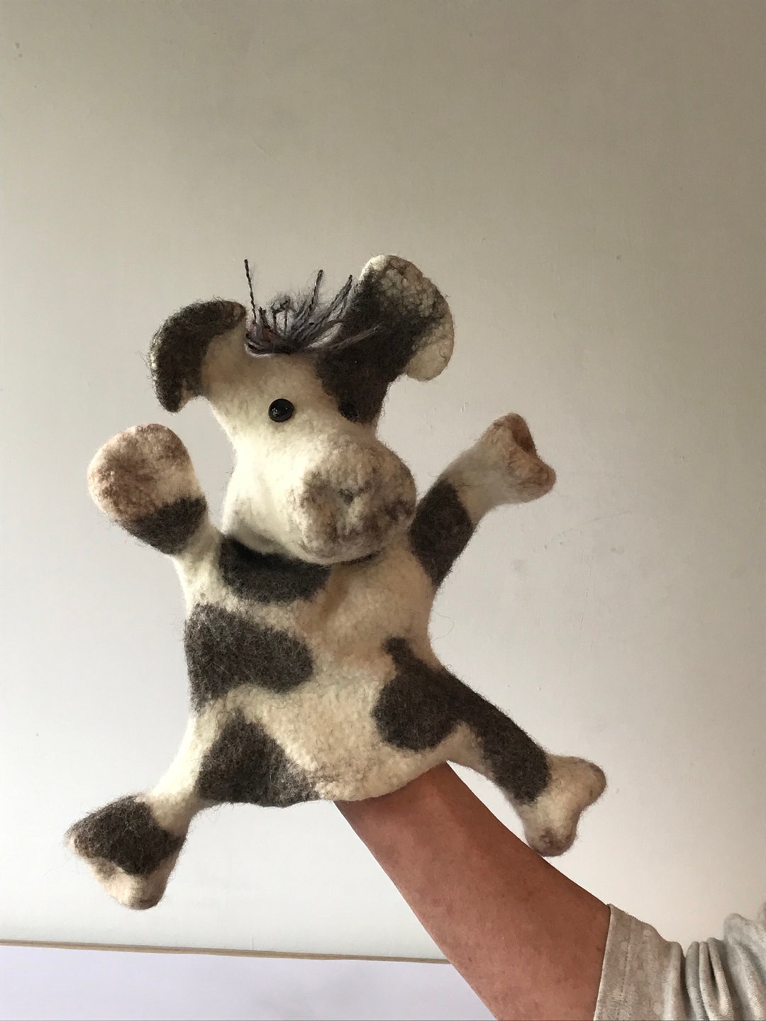 Glove Puppet Cow Wet Felted Hand Puppet Interactive - Etsy