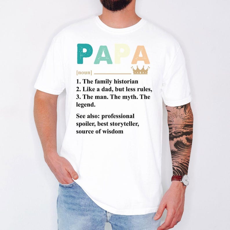 Papa Definition Shirt, Family Historian Grandpa Graphic Tee, Comfort ...
