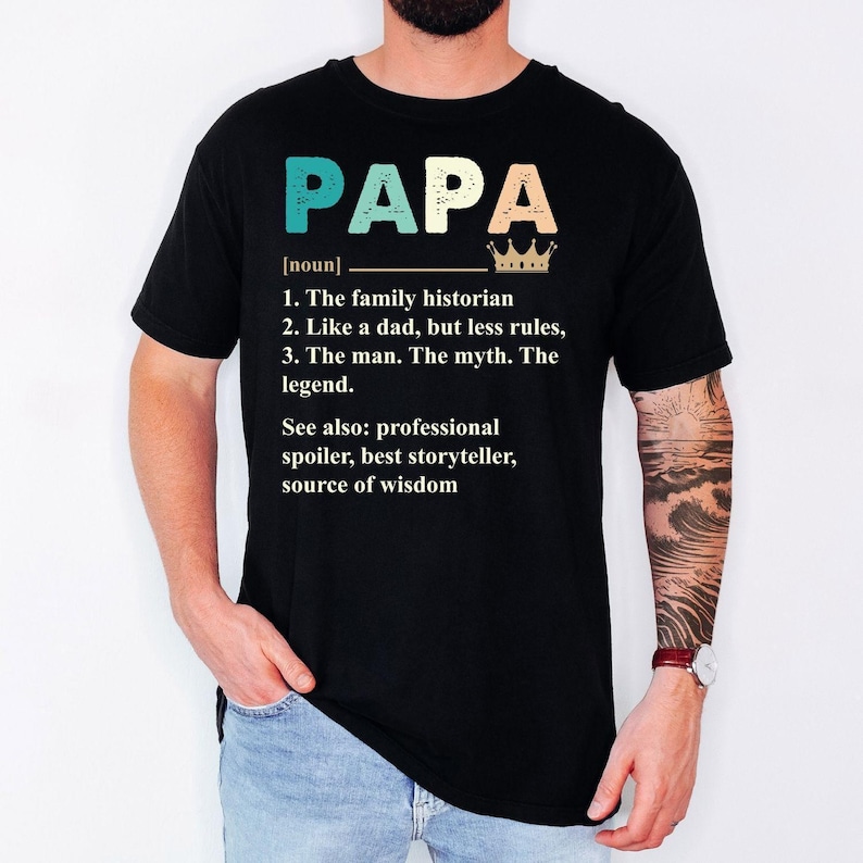 Papa Definition Shirt, Family Historian Grandpa Graphic Tee, Comfort ...