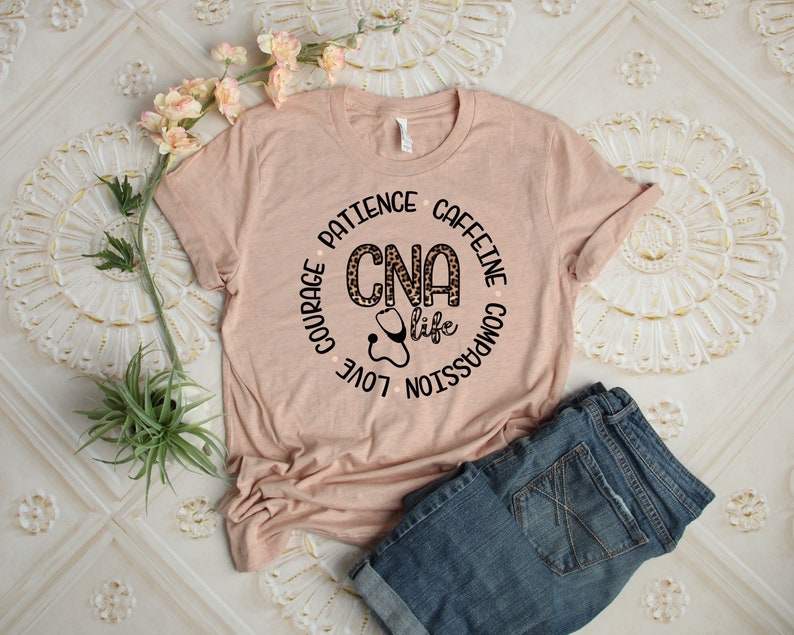 Cna Life Shirt Leopard Nurse Shirt Cna Dtf Transfer Ready Etsy
