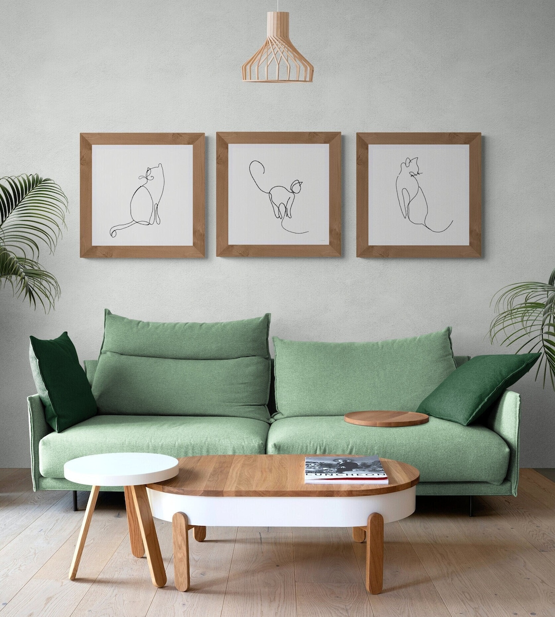Minimalist Cat Line Art Prints: Modern Gallery Wall Set (digital ...