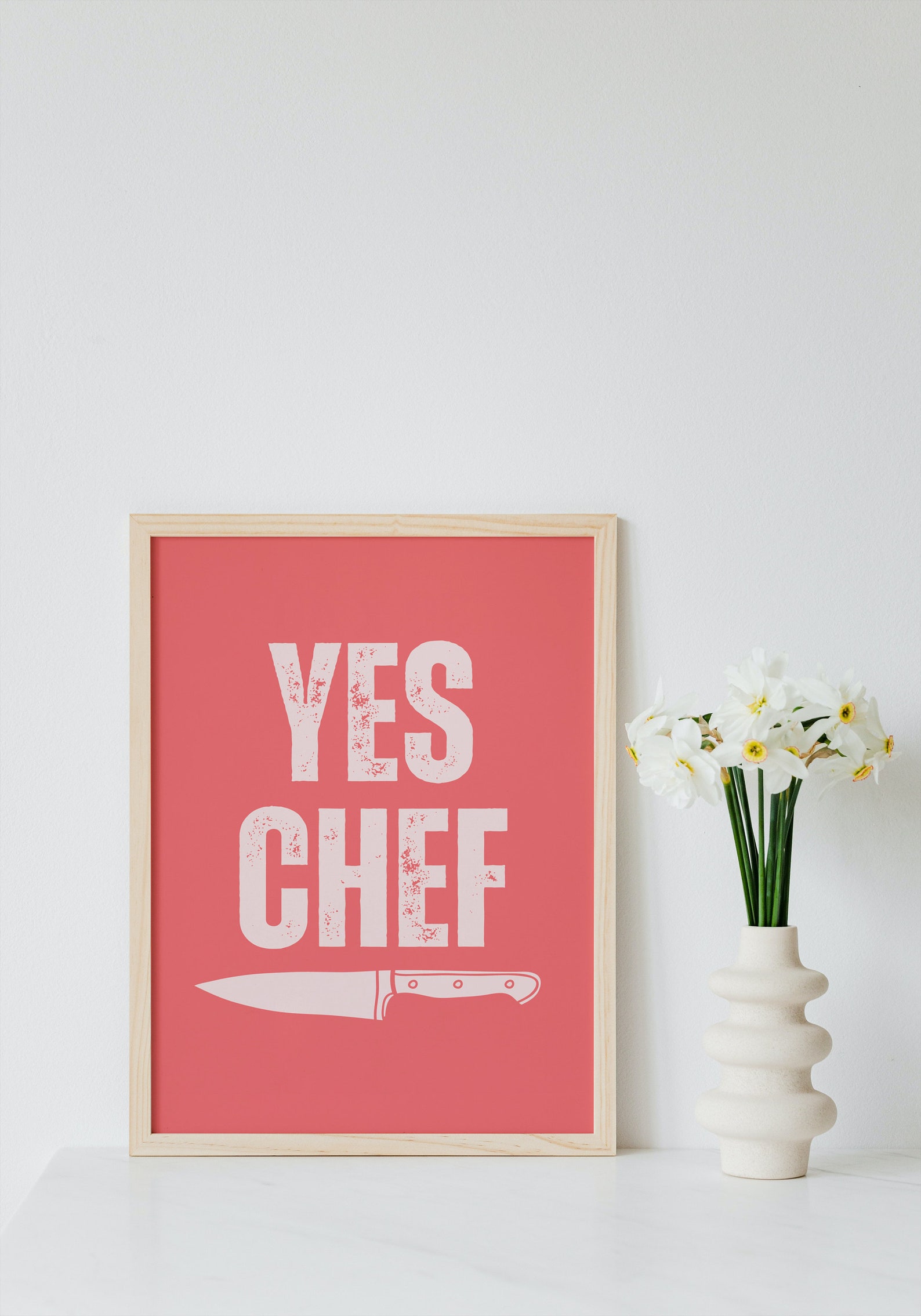 Yes Chef Wall Art Poster, Printable Digital Download, Monochrome ...