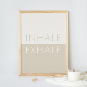 Inhale Exhale Wall Art, Printable Digital Download, Bold Text Wall Art ...