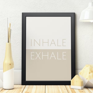 Inhale Exhale Wall Art, Printable Digital Download, Bold Text Wall Art ...