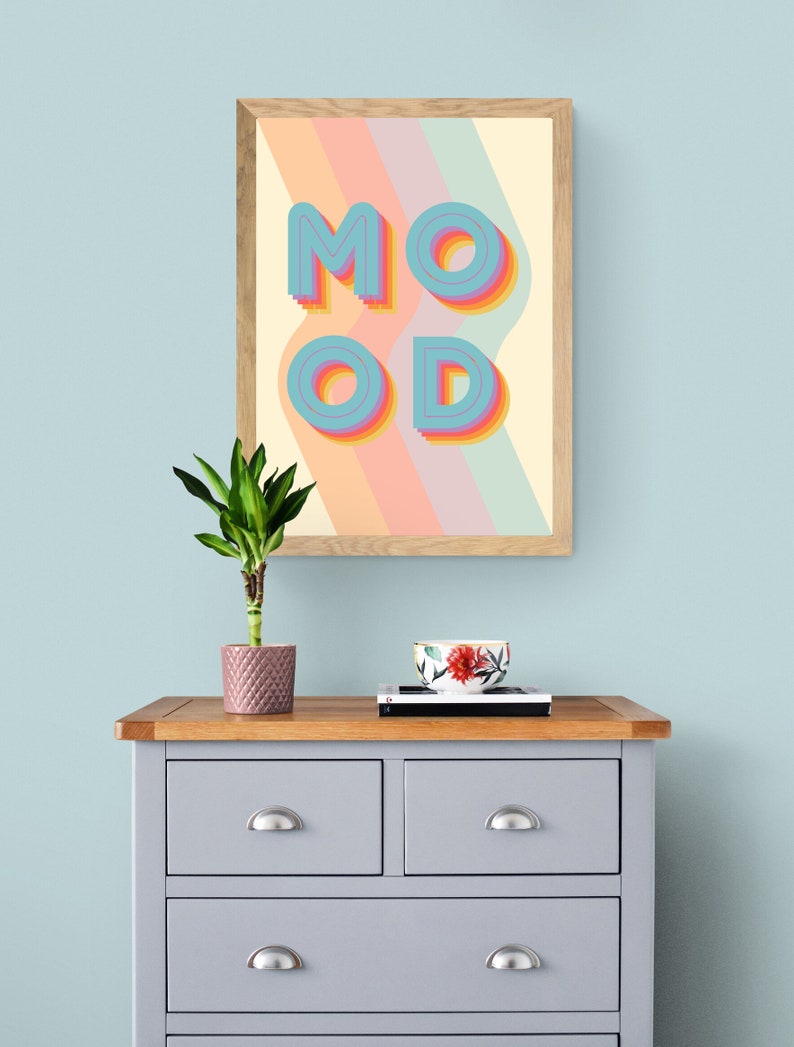 Retro Mood Rainbow Poster: Motivational Wall Art (digital Download) - Etsy
