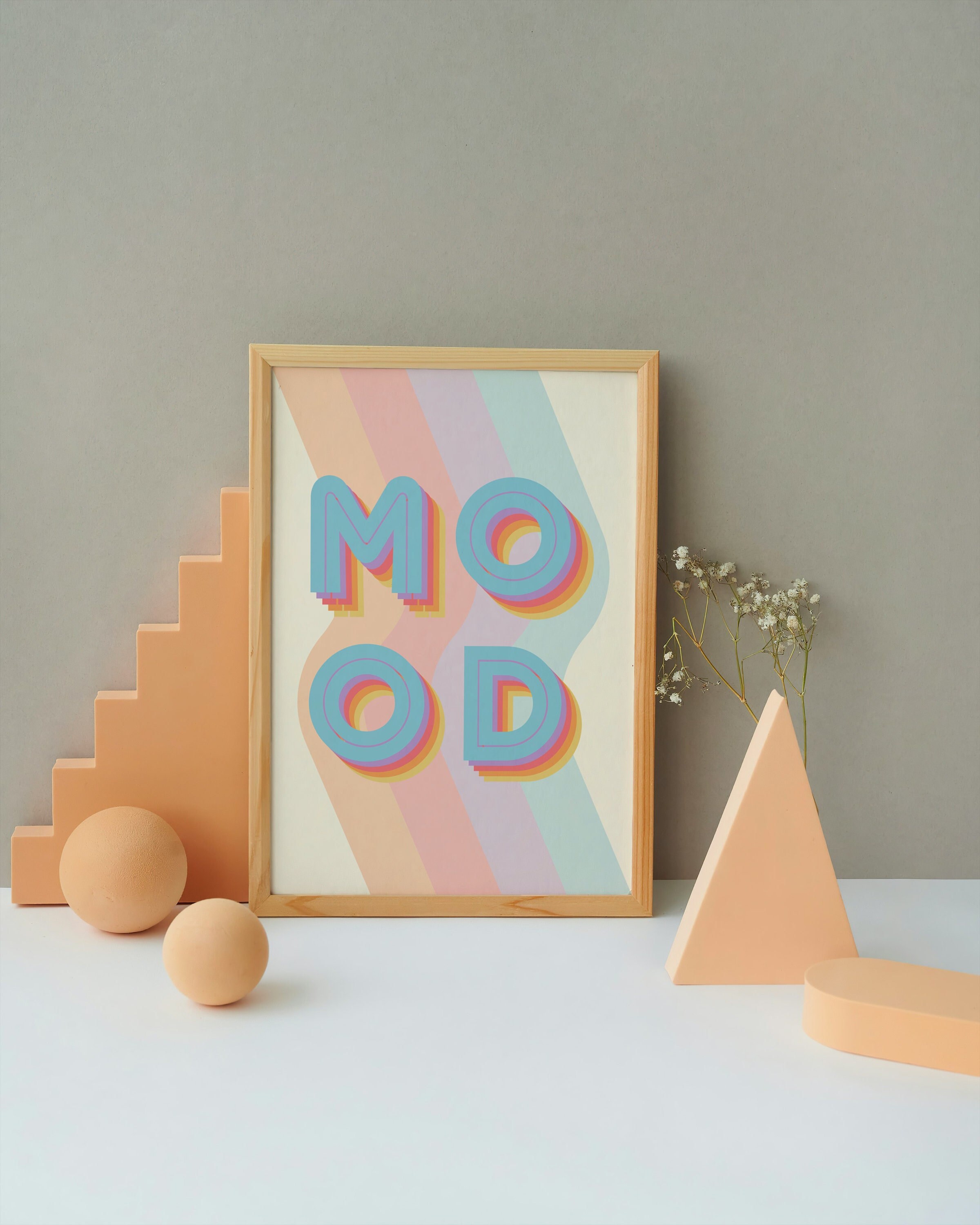 Retro Mood Wall Art Print, Printable Digital Download, Mood Rainbow ...