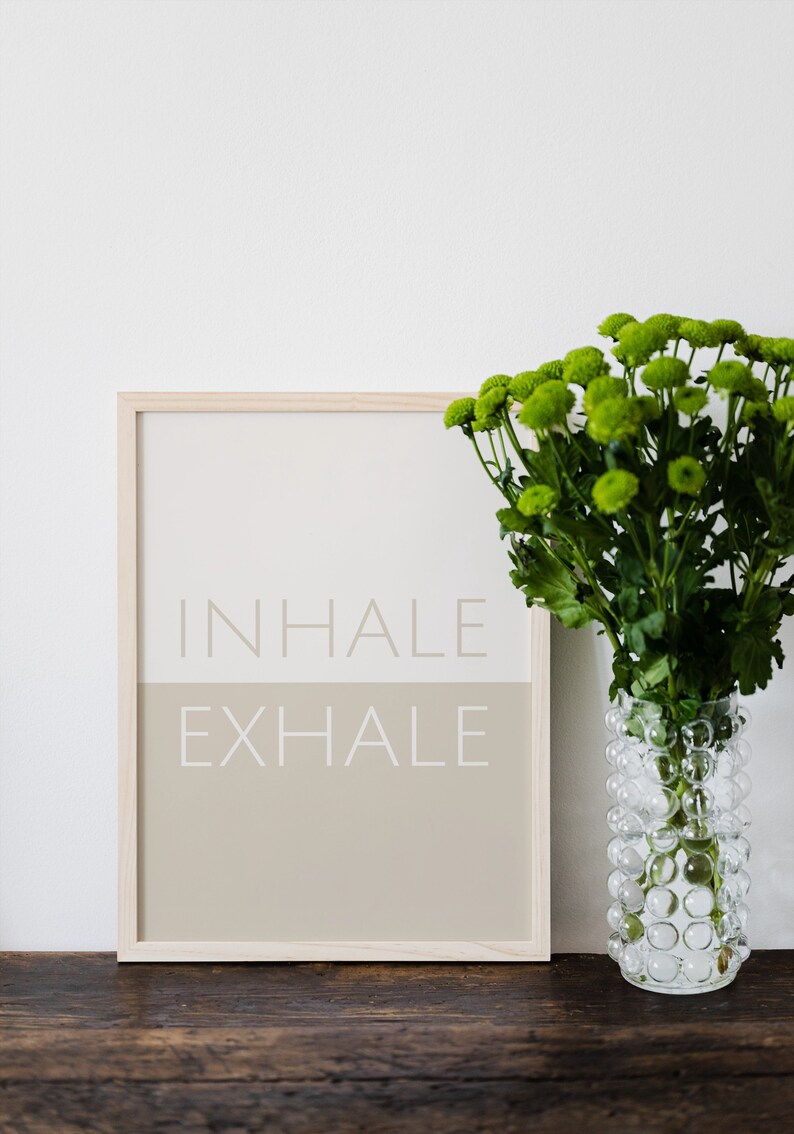 Inhale Exhale Wall Art, Printable Digital Download, Bold Text Wall Art ...