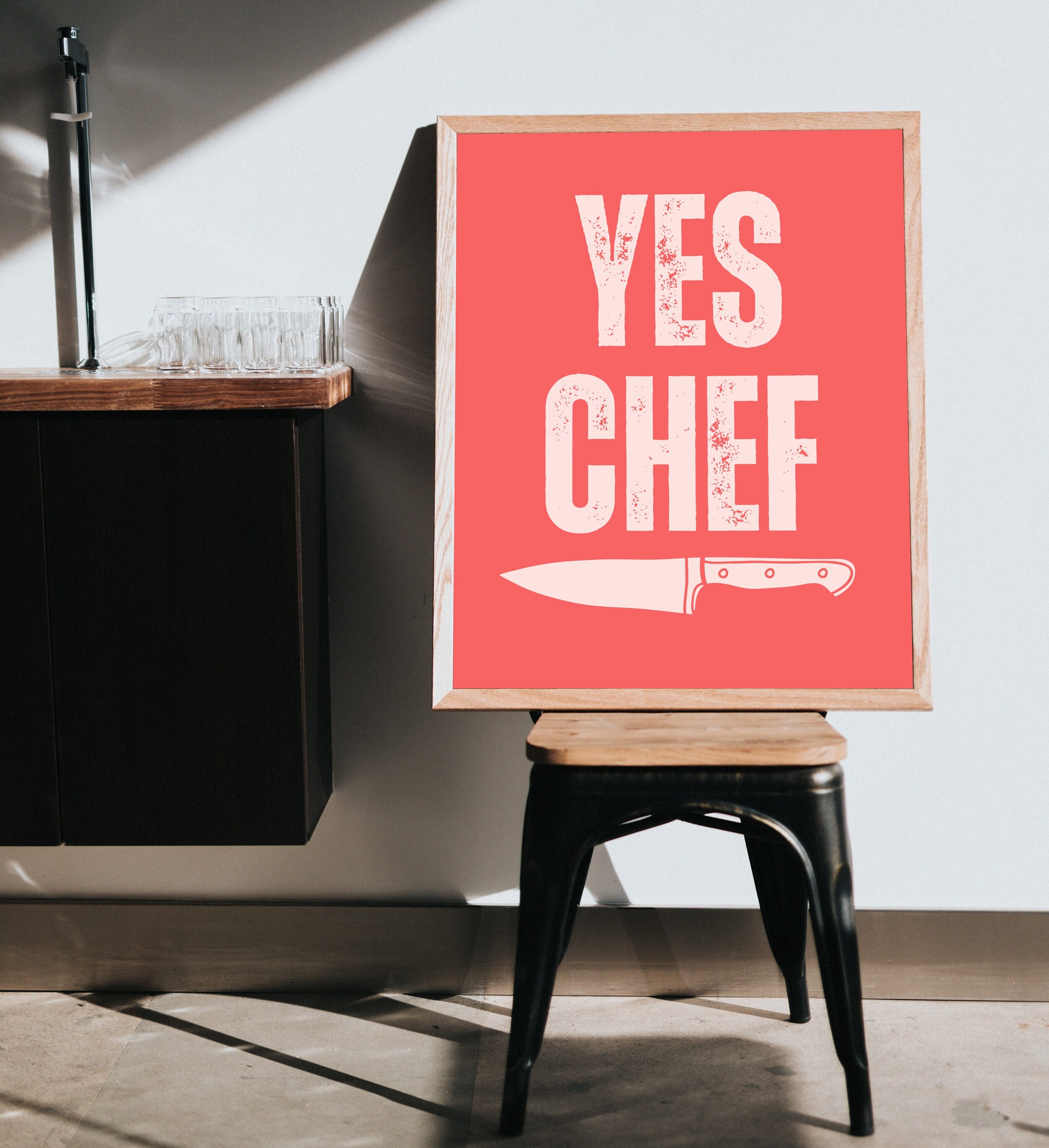 Yes Chef Wall Art Poster, Printable Digital Download, Monochrome ...