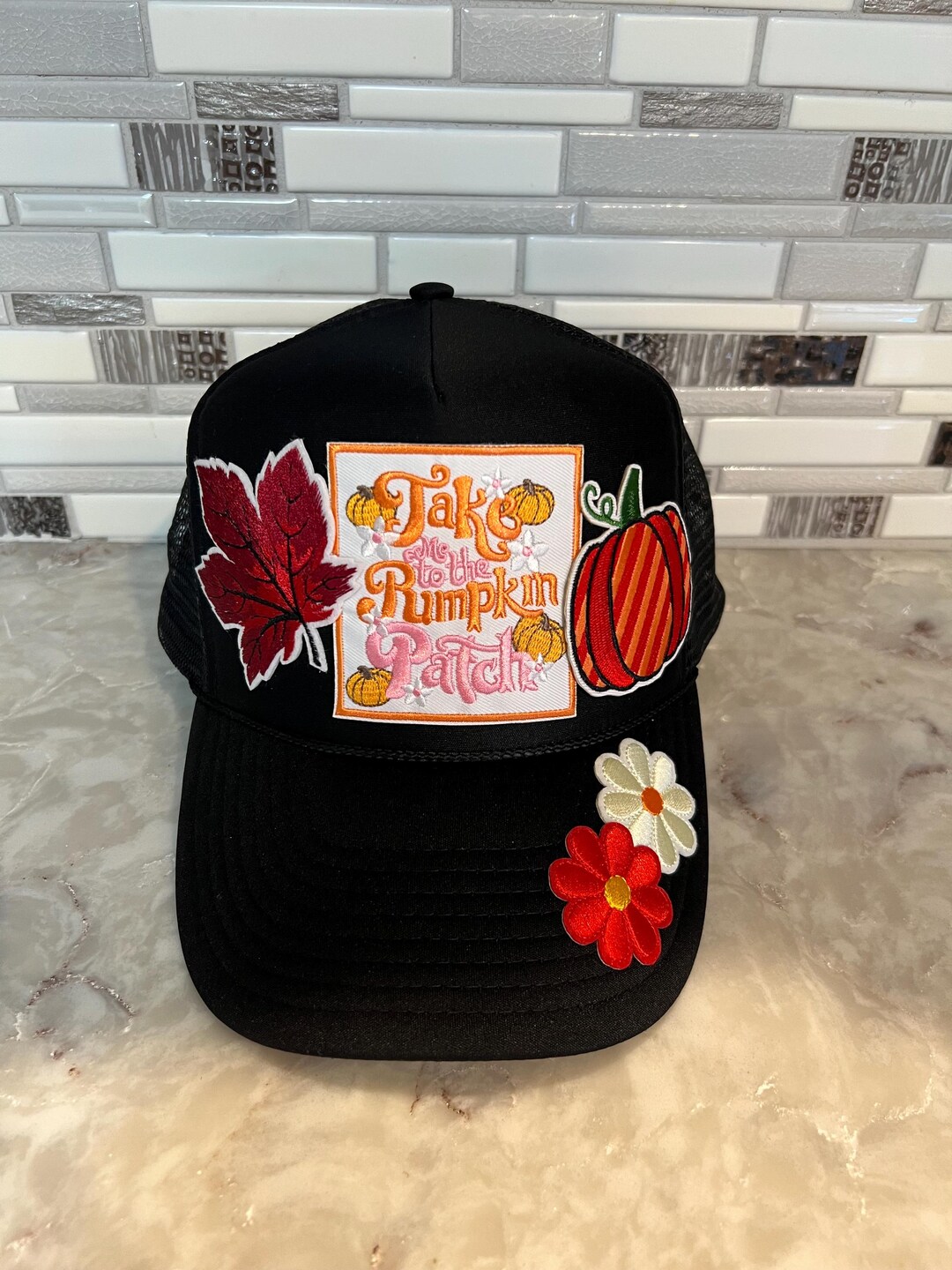 Pumpkin Patch Trucker Hat, Halloween Hat, Fall Leaves Hat, Bougie ...