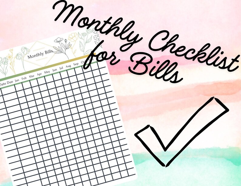 Monthly Bills Pay Checklist Printable - Etsy
