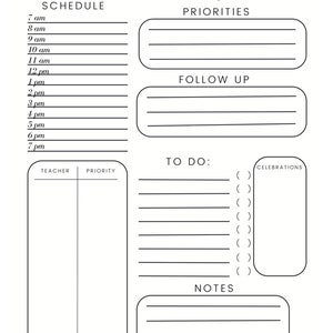 School Principal Daily Planning Sheet (printable) - Etsy