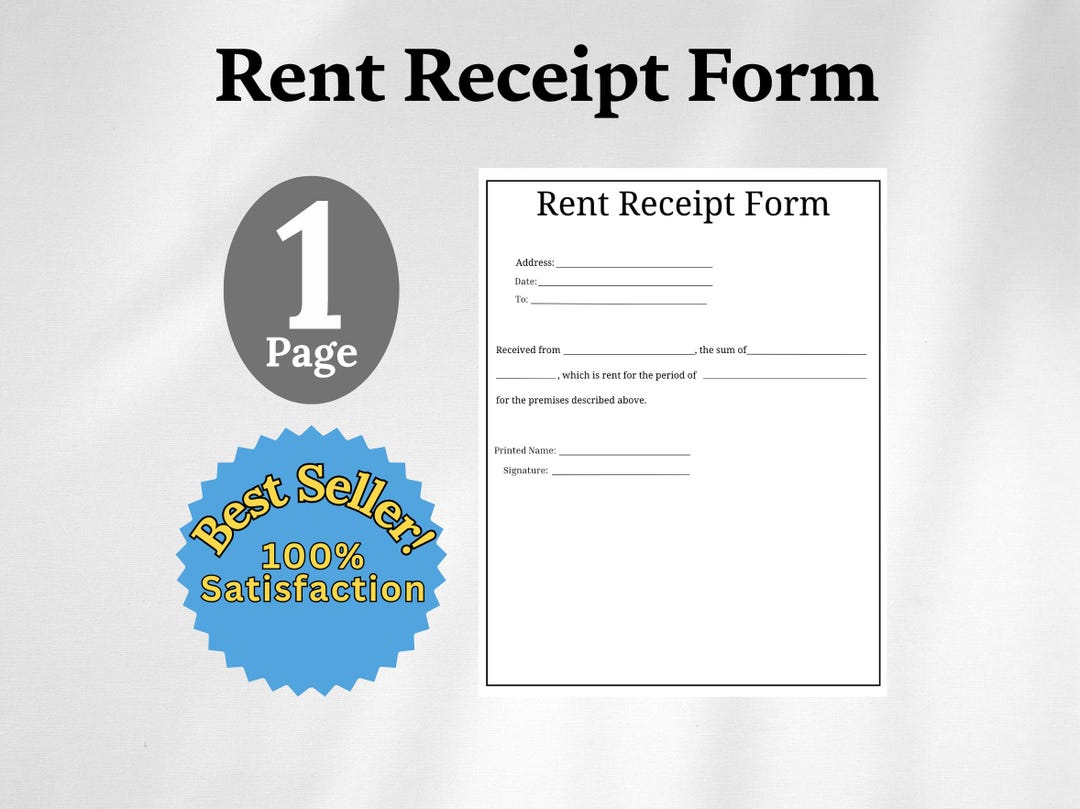 Printable Rent Receipt Template: Landlord Rental Payment Record ...