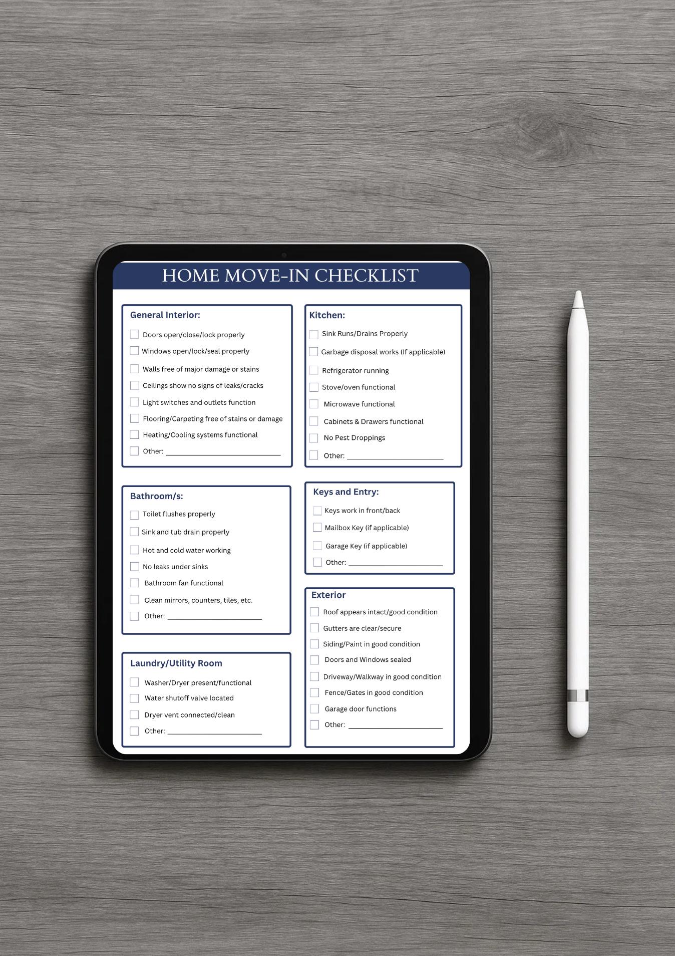 Home Inspection Checklist Printable: Move-in Walkthrough Form (PDF ...