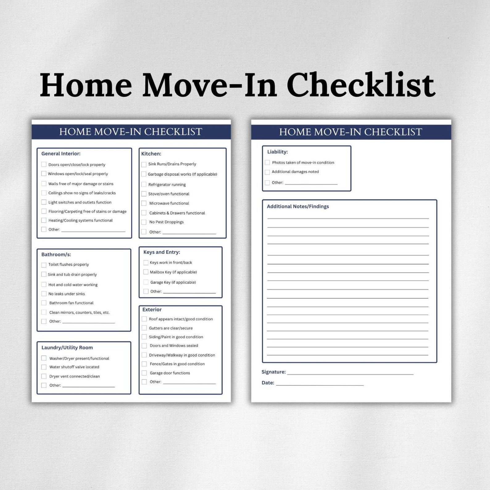 Home Inspection Checklist Printable: Move-in Walkthrough Form (PDF ...