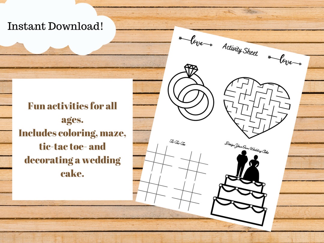 Wedding Activity Sheet for Kids - Etsy