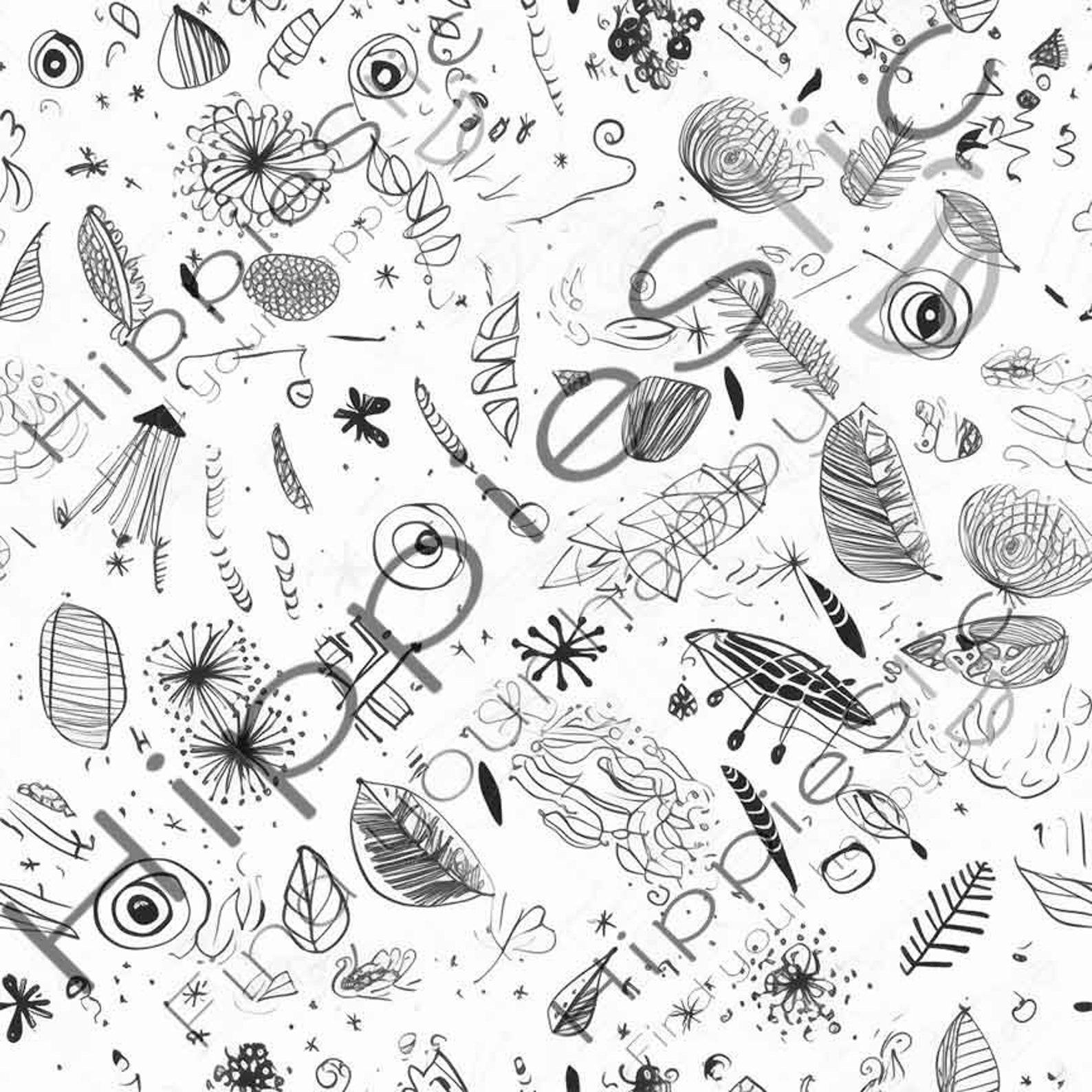 Hand Drawn, Seamless, Black & White Doodles, Unique and Original, 300 ...