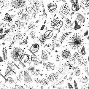 Hand Drawn, Seamless, Black & White Doodles, Unique and Original, 300 ...