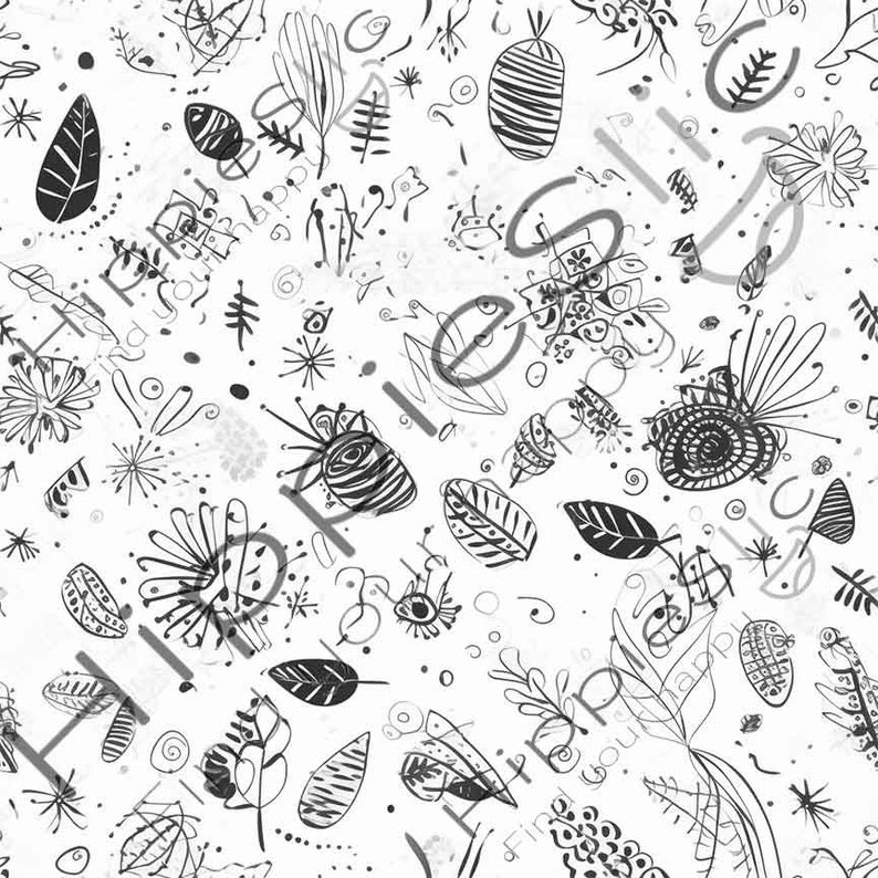 Hand Drawn, Seamless, Black & White Doodles, Unique and Original, 300 ...