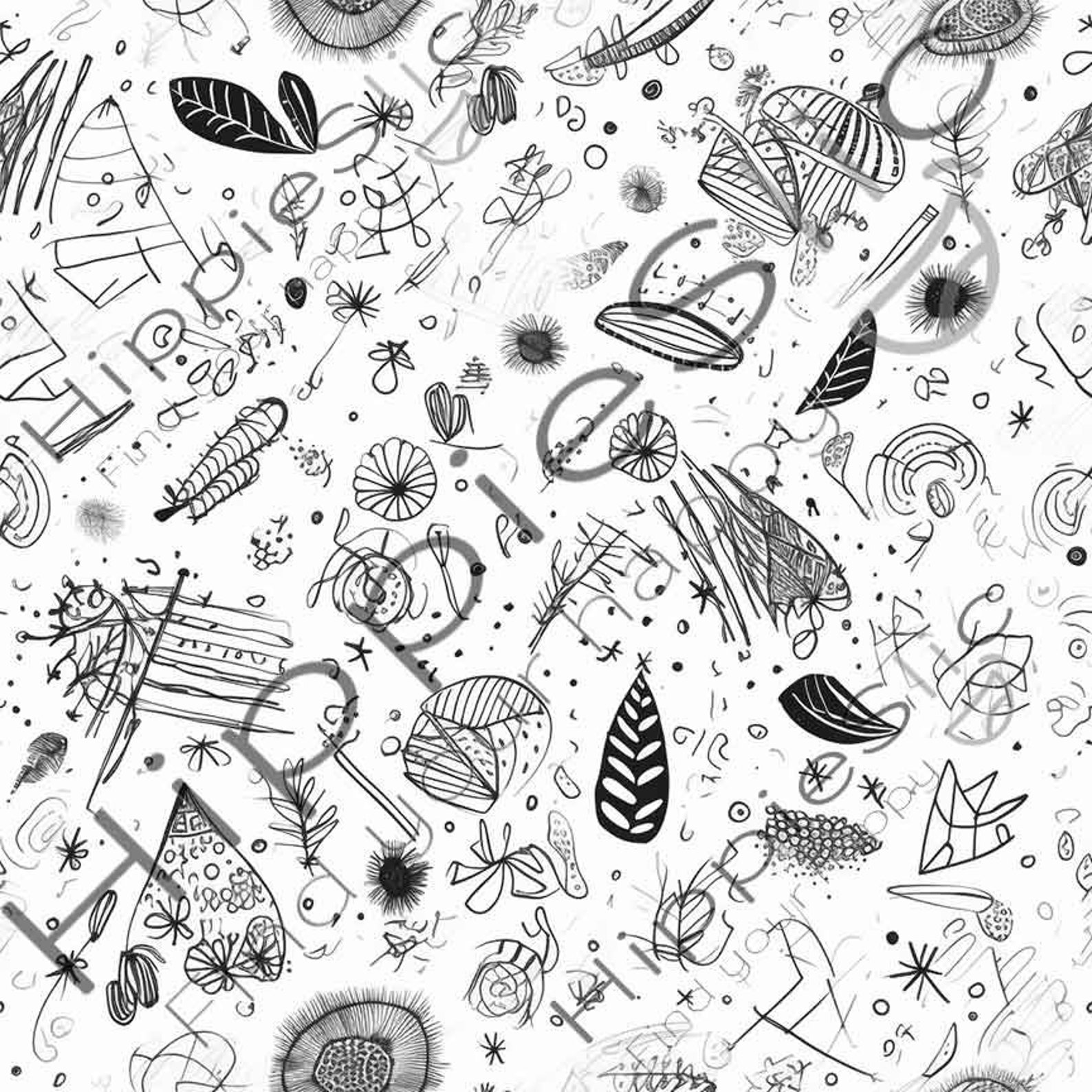 Hand Drawn, Seamless, Black & White Doodles, Unique and Original, 300 ...
